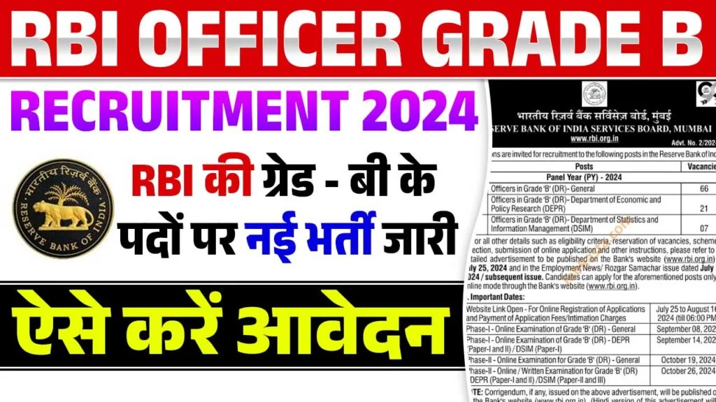 Reserve Bank of India RBI Officers Grade B Recruitment 2024 94 पदों के ...